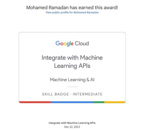 Mohamed Ramadan On Linkedin Cloudskillsboost Ai Machinelearning Api