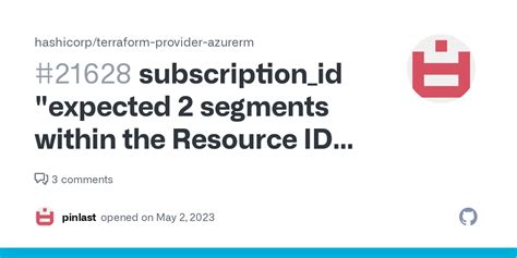 Subscriptionid Expected 2 Segments Within The Resource Id But Got 1