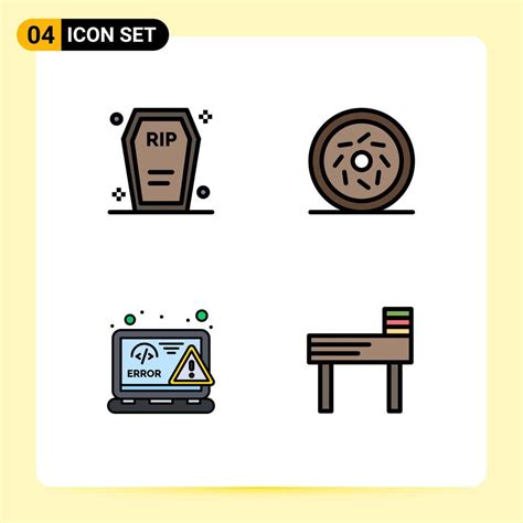 4 Universal Filledline Flat Colors Set For Web And Mobile Applications Casket Design Funeral