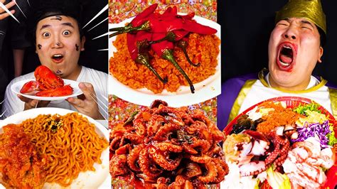 Spicy Food Challenge Fried Chicken Fire Noodles Asmr Mukbang Youtube
