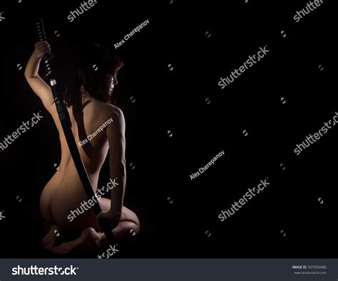 Sexy Nude Woman Sword On Dark Stock Photo Edit Now