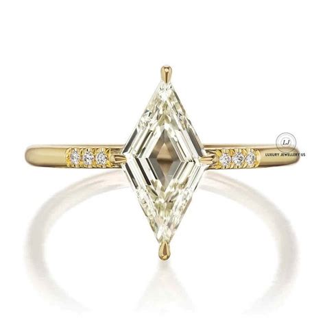 Kite Shape Diamond Engagement Ring Solid Yellow Gold Etsy