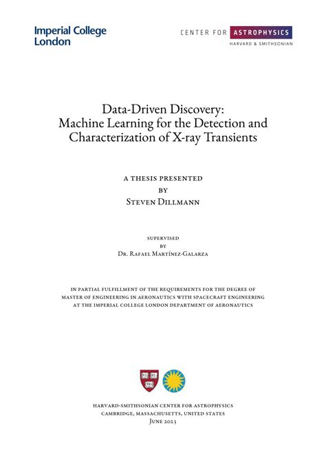 Pdf Data Driven Discovery Machine Learning For The Detection And Characterization Of X Ray