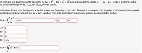 Solved Set Up A Double Integral For Calculating The Flux Of