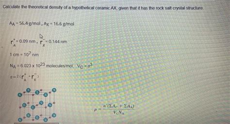 Solved Calculate The Theoretical Density Of A Hypothetical