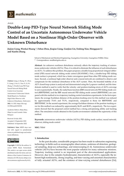 PDF Double Loop PID Type Neural Network Sliding Mode Control Of An