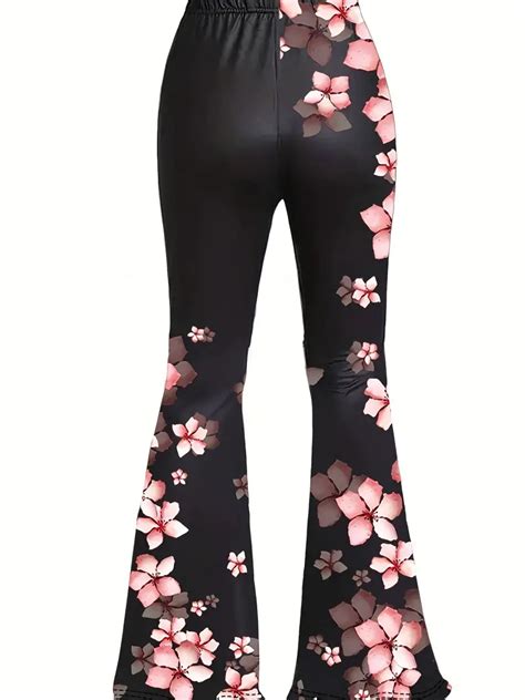 بنطلون واسع الساق بطبعة الأزهار ، بنطلون كاجوال لفصلي Temu Saudi Arabia