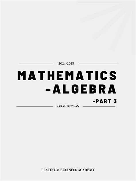 Algebra 3 Igcse Pdf