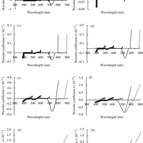 wavelet coefficients at different scales derived from a haar continuous
