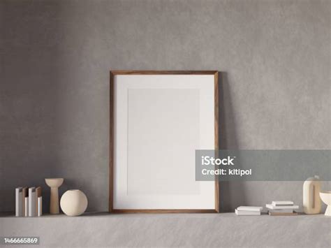 빛 반사가 있는 거실 내부의 빈 포스터 나무 프레임 모형 3d 렌더링 3d 그림 0명에 대한 스톡 사진 및 기타 이미지 0명