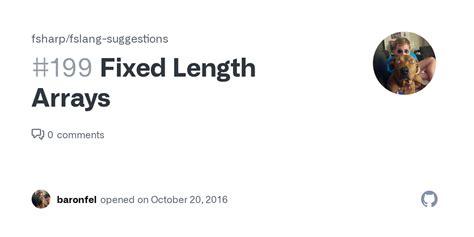 fixed length arrays · issue 199 · fsharp fslang suggestions · github