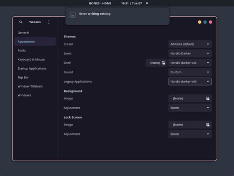 Gnome Tweaks Error Rgnome