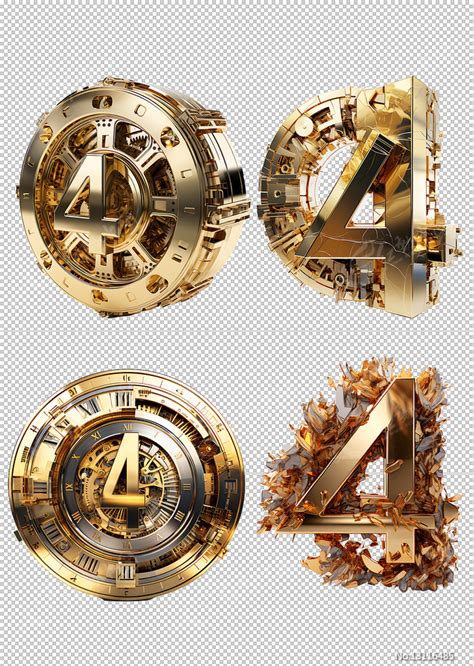 3d字体金属转盘质感数字4图片下载红动中国