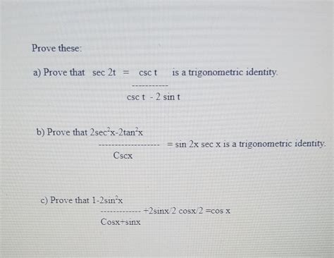 Solved Prove These A Prove That Sec T Csct Is A Chegg