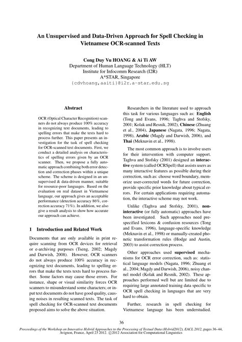 Pdf An Unsupervised And Data Driven Approach For Spell Checking In Vietnamese Ocr Scanned Texts