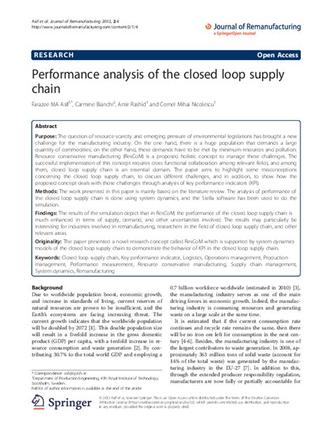 Performance Analysis Of The Closed Loop Supply Chain