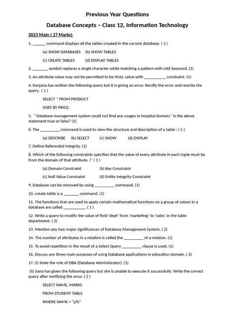 Previous Year Questions Pdf