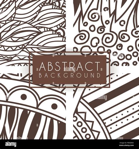 Set Of Four Vector Monochrome Intricate Patterns Doodle Zentangle Monochromatic Stock Vector