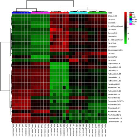 Heat Map Of Identified Metabolites Of I Galbana Extracted In 5