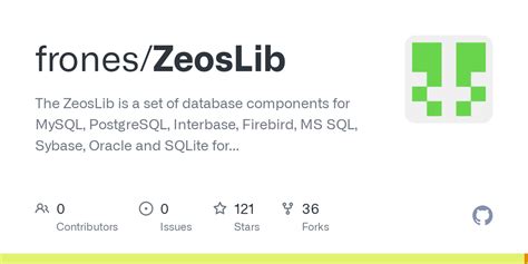 Github Froneszeoslib The Zeoslib Is A Set Of Database Components For Mysql Postgresql