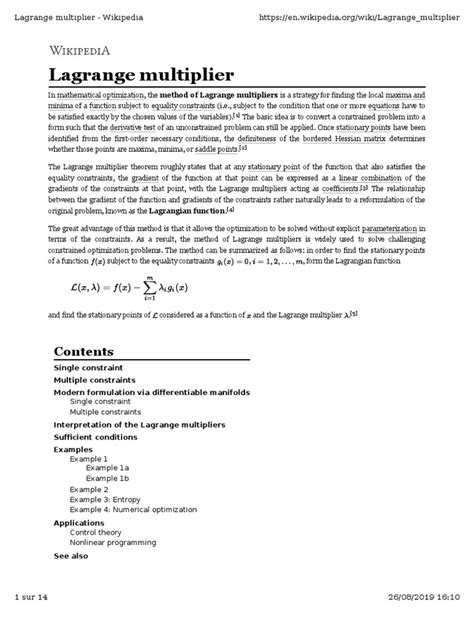 Lagrange Multipliers Pdf Mathematical Optimization Mathematical