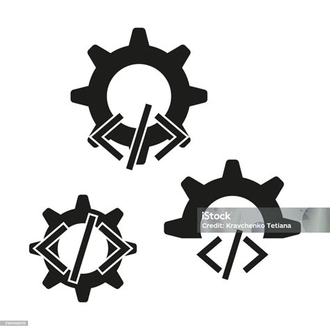 코드 기어 아이콘 프로그래밍 기호 검은색 톱니바퀴 윤곽선 벡터 일러스트 레이 션 0명에 대한 스톡 벡터 아트 및 기타 이미지