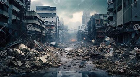 Edificios De La Ciudad Destruidos Por El Terremoto Escena Del Desastre