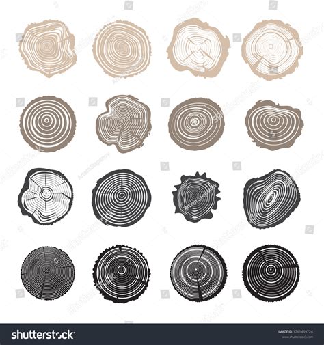 Tree Trunk Cut Icons Cross Sections Stock Vector Royalty Free 1761469724 Shutterstock