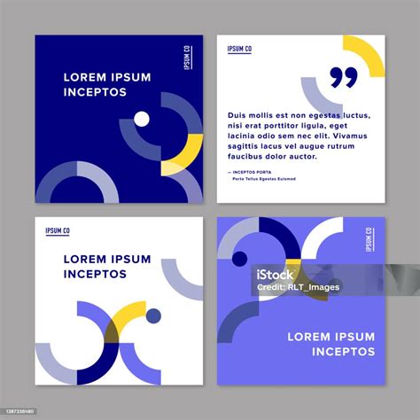 추상적 기하학적 그래픽을 가진 스퀘어 소셜 포스트 디자인 템플릿 입섬코 시리즈 연결에 대한 스톡 벡터 아트 및 기타 이미지 연결 로고 인용 부호 Istock