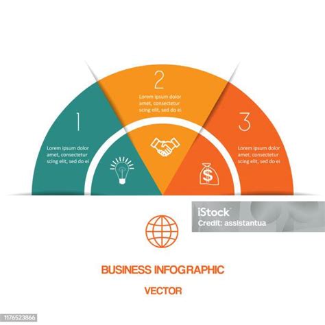 인포 그래픽 색상 반원 3 위치에 텍스트 영역이있는 템플릿 0명에 대한 스톡 벡터 아트 및 기타 이미지 0명 개념 개념과 주제 Istock