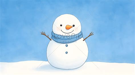 파란색 스카프를 두른 눈사람 일러스트 무료 다운로드 Lovepik
