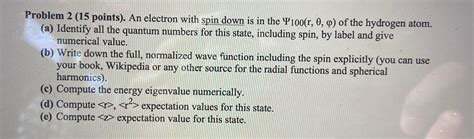 Solved Problem Points An Electron With Spin Down Is Chegg