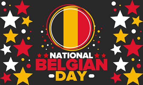 벨기에 국경일 벨기에 독립 기념일 벨기에에서 연례 휴일 줄 21에서 축하 애국적인 디자인 포스터 인사말 카드 배너 및 배경 벡터 일러스트레이션 7월에 대한 스톡 벡터 아트