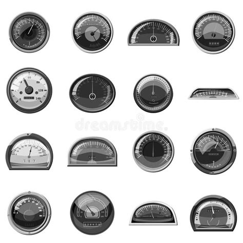 Speedometer Icons Set Vector Outline Stock Illustration Illustration Of Isometric Race 255064197