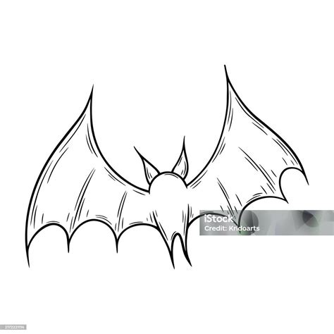 할로윈 비행 박쥐 일러스트 라인 아트 스타일 그래픽 흑백 그림 손으로 그린 윤곽선 스케치 새겨진 낙서 그림 색칠 공부 책 초대장 장식용 10월에 대한 스톡 벡터 아트 및