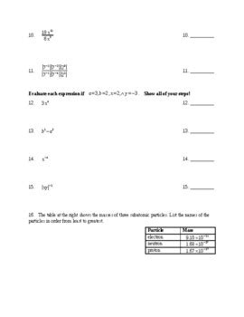 Exponents Quiz By Lea Johnson TPT
