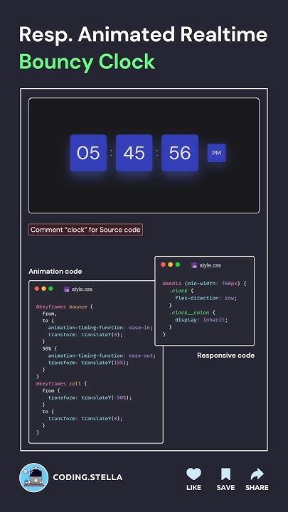 Responsive Animated Bonucy Clock 🤯 Cssanimation Javascript Html