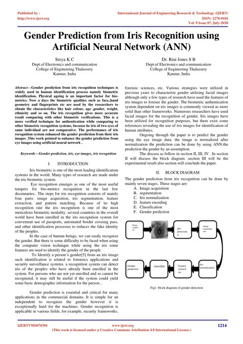 pdf gender prediction from iris recognition using artificial neural