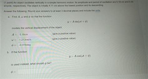 Solved Point An Object Oscillates Vertically In A Simple Chegg