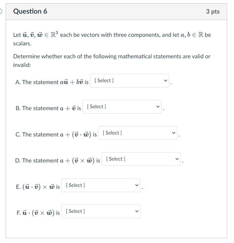 Solved Question 6Let Vec U Vec V Vec W InR3 Each Be Chegg Com