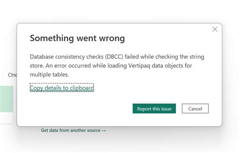 Database Consistency Check Error When Opening Repo Microsoft Fabric Community