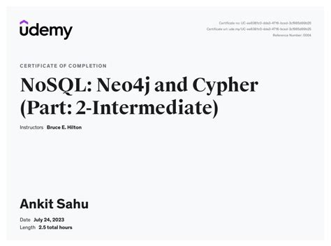 Ankit Kumar Sahu On Linkedin Certificateofcompletion Neo4j Cql Graphdatabase Udemycertified