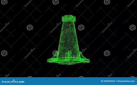 3d Traffic Cone On Black Bg Object Dissolved Green Flickering Particles Business Backdrop