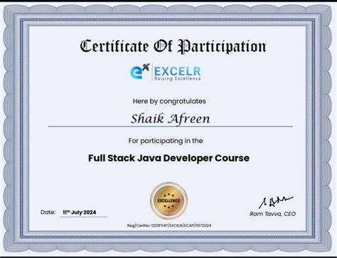 Excelr Java Fullstackdeveloper Webdevelopment Learningjourney Afreen Shaik