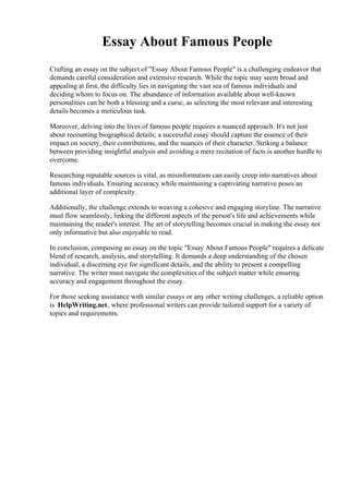 Essay About Famous People Pdf