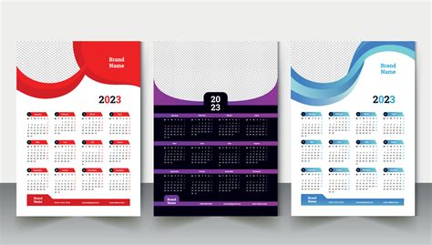2023 Calendar Design Vector Set Template Corporate Design Week Start On