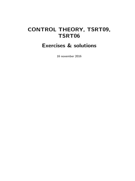 Automatic Control Exercises Pdf Control Theory Spectral Density