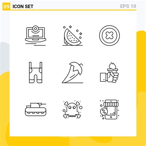 9 User Interface Outline Pack Of Modern Signs And Symbols Of Straps