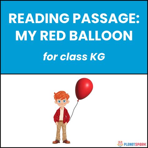 Class Kg Reading Comprehension On My Red Balloon Planetspark
