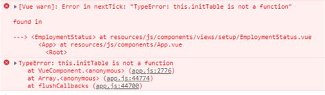 Jquery Vue Warn Error In Nexttick Typeerror Thismethod Is Not A Function Error Shows